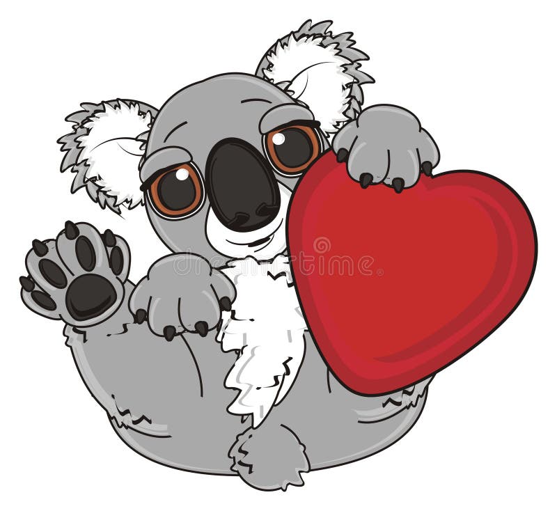 Cute Cartoon Koala with Heart Stock Vector - Illustration of childhood ...