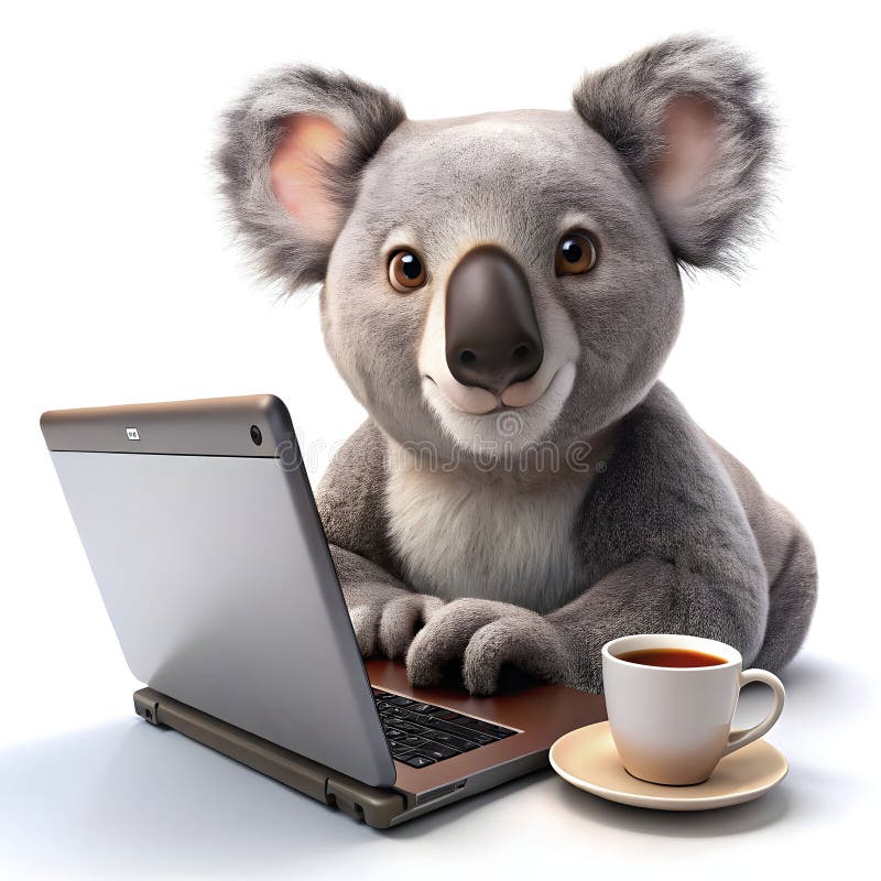 Koala at the Keyboard: a Cozy Office Adventure Stock Illustration ...