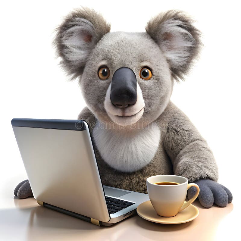 Koala at the Keyboard: a Cozy Office Adventure" Stock Illustration ...
