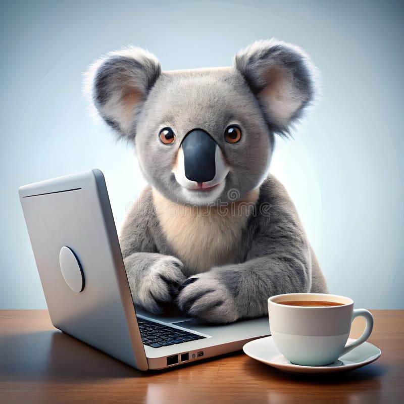 Koala at the Keyboard: a Cozy Office Adventure" Stock Illustration ...