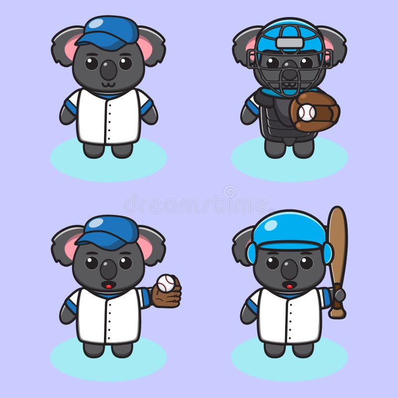 Vector Illustration of Cute Koala Baseball Cartoon. Stock Vector ...