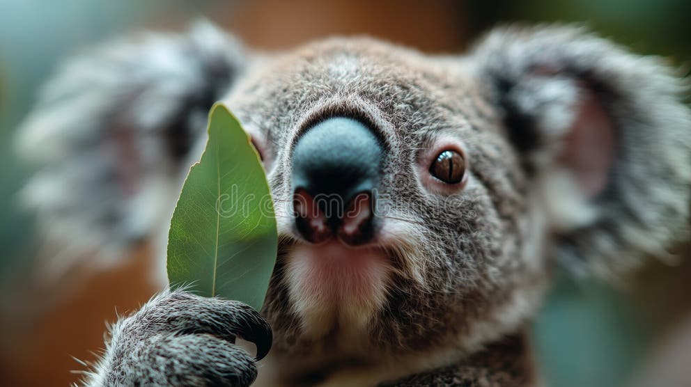 A Koala with a Leaf Mustache Strikes a Funny Pose Stock Photo - Image ...