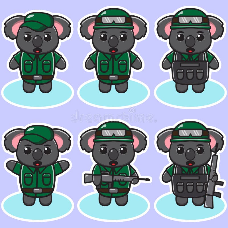 Vector Illustration of Cute Koala Soldier Cartoon. Stock Vector ...