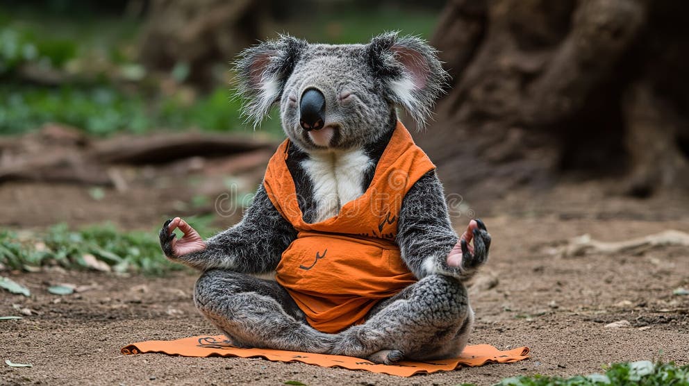 Koala Meditating in Yoga Pose Stock Illustration - Illustration of ...