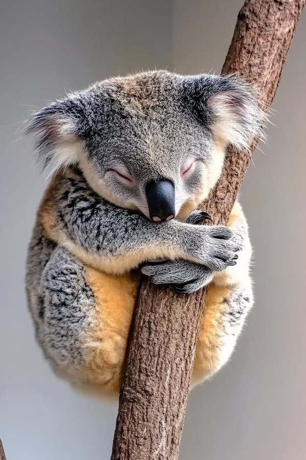 Koala Napping on Tree Branch Stock Illustration - Illustration of ...