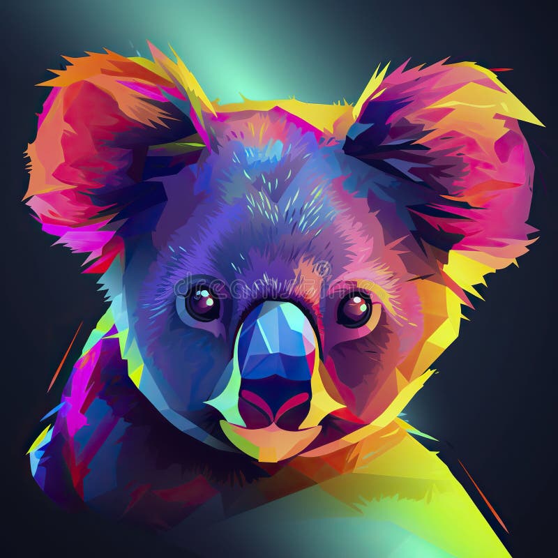 Koala in Neon Colors. Generative AI Stock Illustration - Illustration ...