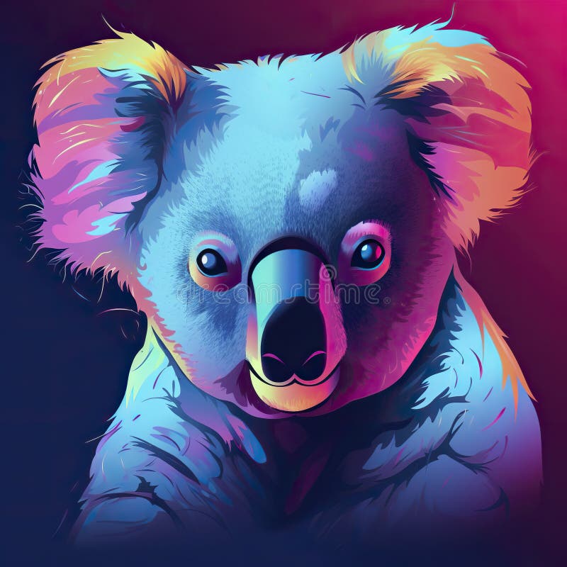 Koala in Neon Colors. Generative AI Stock Illustration - Illustration ...