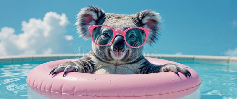 Dog on Pink Float in Swimming Pool Stock Photo - Image of float, animal ...