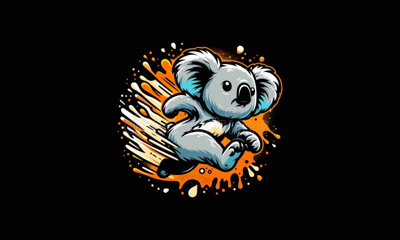 Koala Running Splash Background Vector Flat Design Stock Vector ...