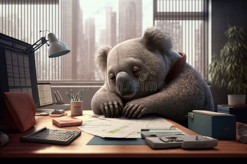 Koala Sitting in the Office Stock Illustration - Illustration of ...