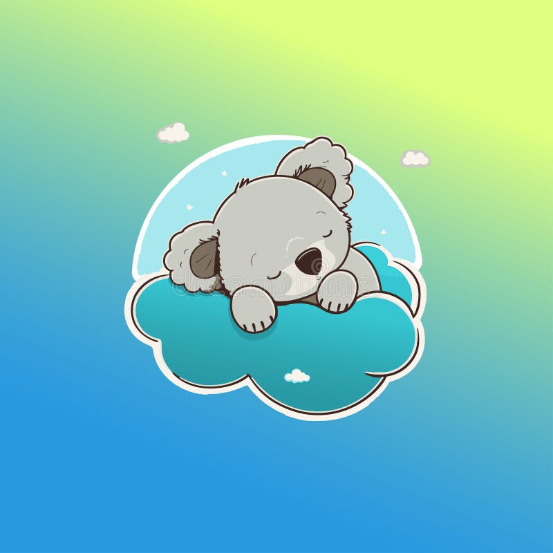 Koala Sleeping on a Cloud. Cute Cartoon Vector Illustration Stock ...
