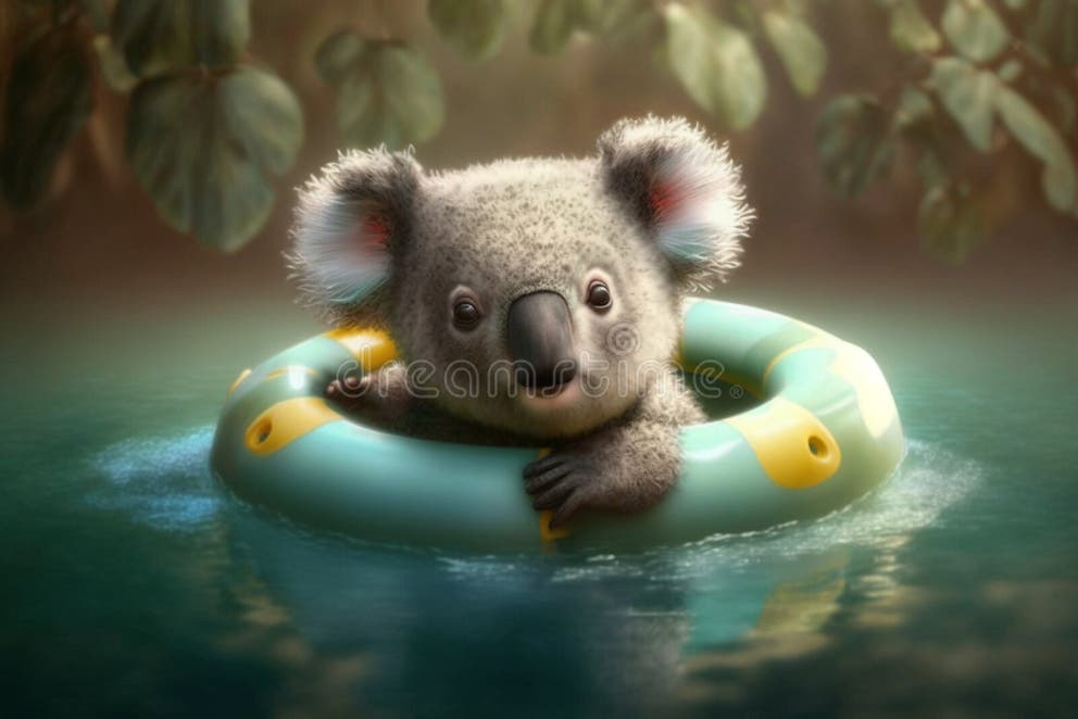 Koala in a Swim Ring in a Pool or See AI Generated Content Stock ...