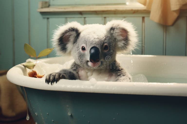 Koala Taking a Bath in a Bathtub with a Retro Style. Generative AI ...