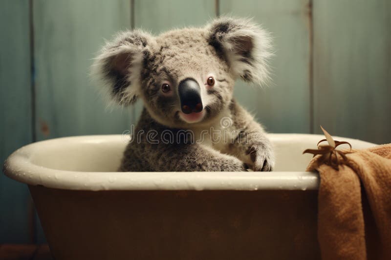 Koala Taking a Bath in a Bathtub with a Retro Style. Generative AI ...