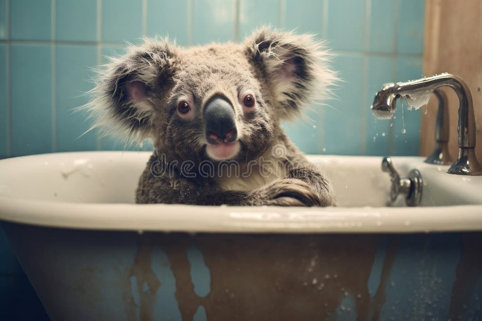 Koala Taking a Bath in a Bathtub with a Retro Style. Generative AI ...