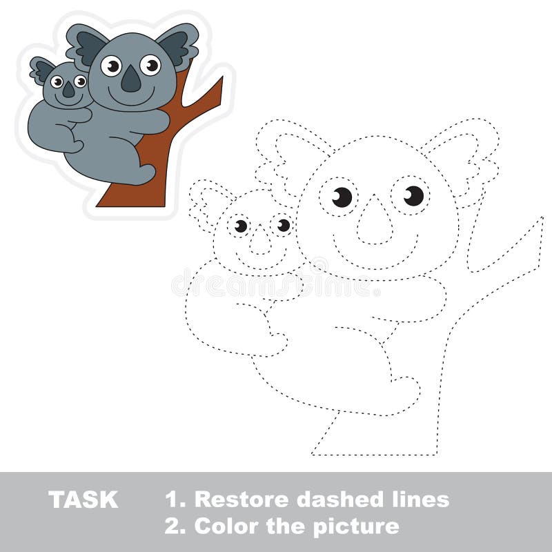 Koala To Be Traced. Vector Trace Game. Stock Vector - Illustration of ...
