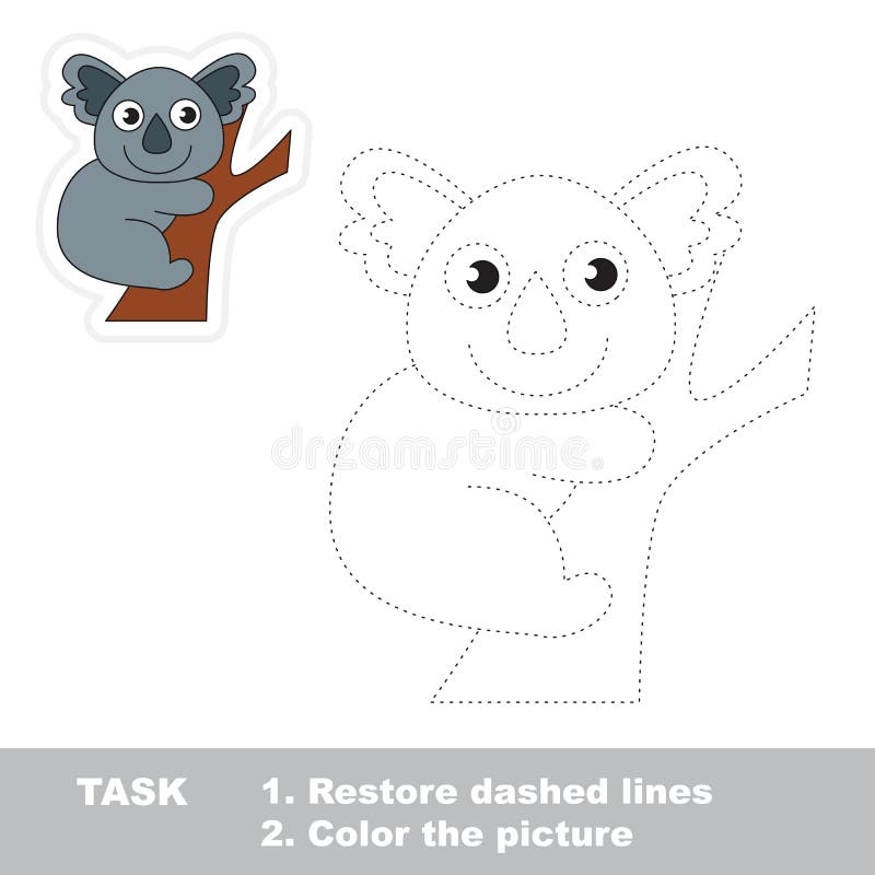 Koala To Be Traced. Vector Trace Game. Stock Vector - Illustration of ...