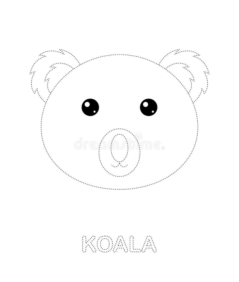 Koala Tracing Worksheet for Kids Stock Vector - Illustration of koala ...