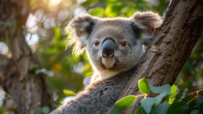 Koala in a tree stock photo. Image of nature, wild, looking - 356376498