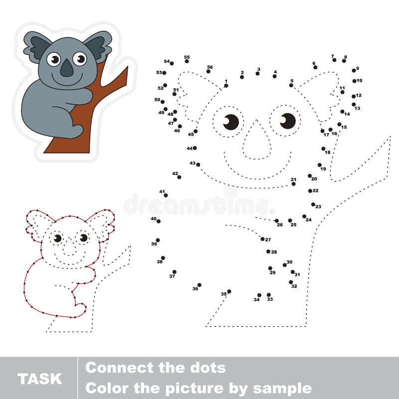 Koala To Be Traced. Vector Trace Game. Stock Vector - Illustration of ...