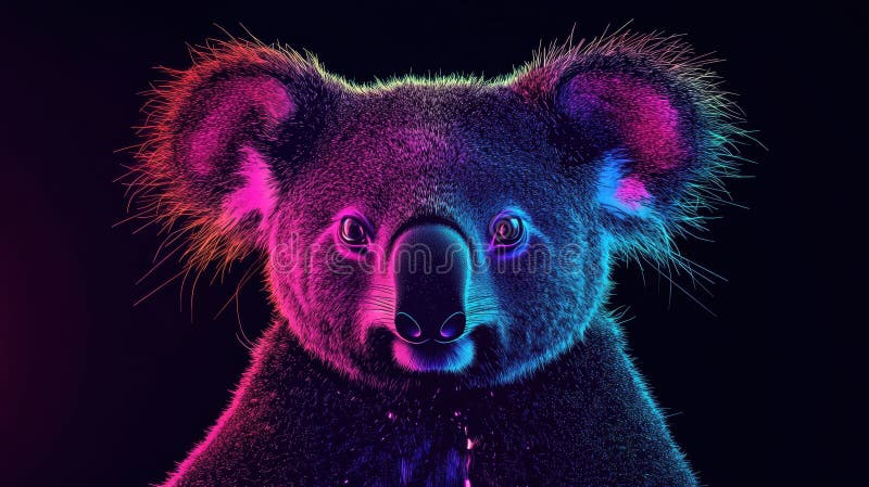 Koala Vector-style Aesthetic Glow Vibrant of Head Sci-fi Avatar Image ...