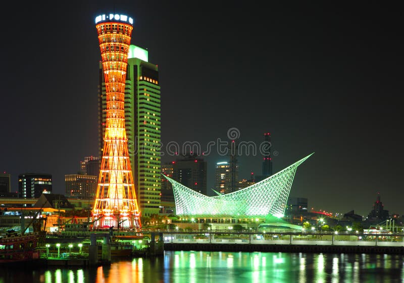 Kobe city at night stock image. Image of building, beautiful - 38611279
