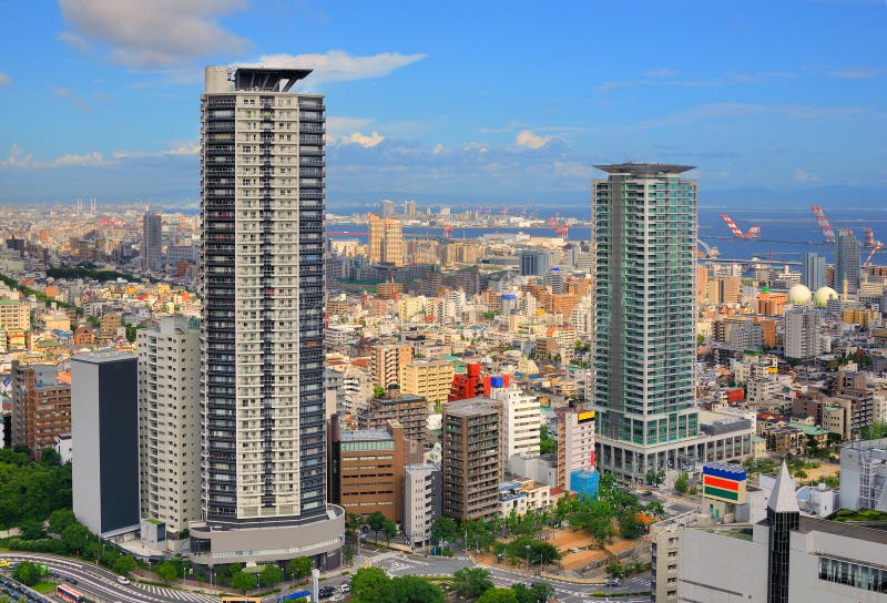 Kobe, Japan Skyline stock photo. Image of twilight, architectural ...