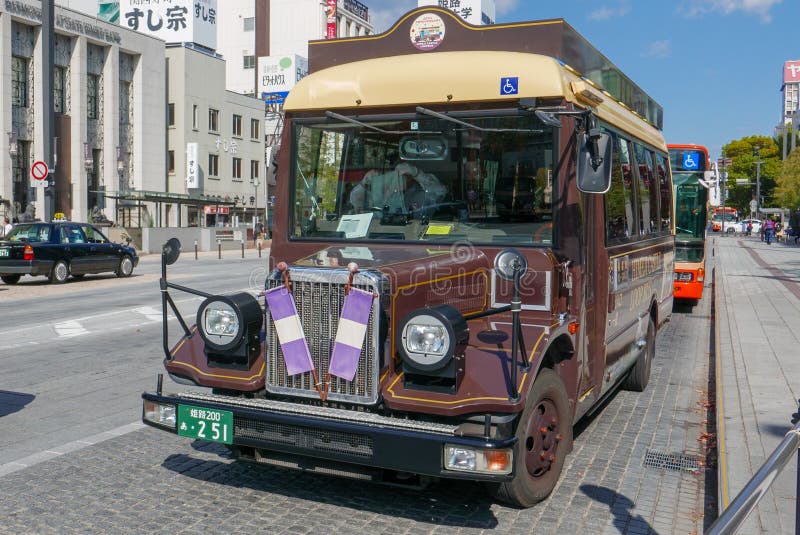 KOBE-JAPAN-CIRCA 2018 : Disabled Friendly Bus Stopped by the Sidewalk ...