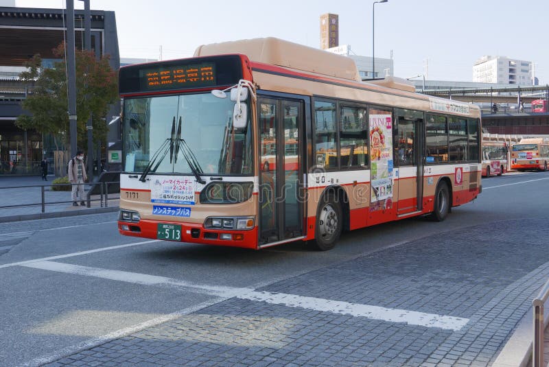 KOBE-JAPAN-CIRCA 2018 : Public Bus on the Road in Kobe, Japan Editorial ...