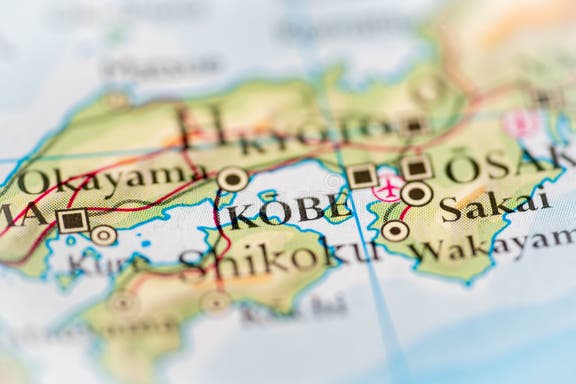 Kobe, Japan Highlighted on a World Map Stock Image - Image of country ...