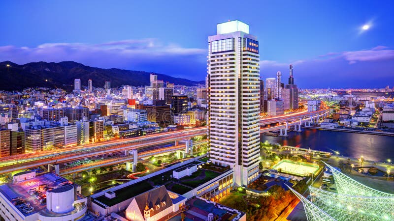 Kobe, Japan Skyline stock photo. Image of twilight, architectural ...