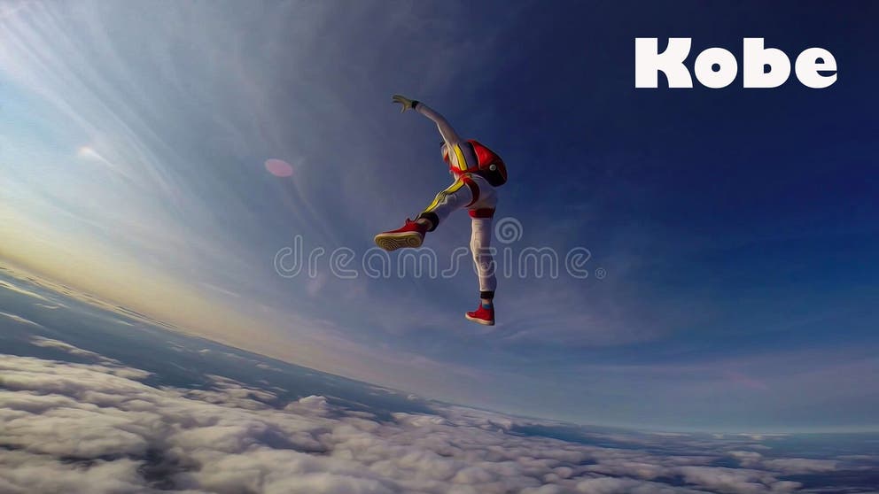 Kobe. Skydiver from Kobe Performs a Trick in the Sky. Free Fall Stock ...