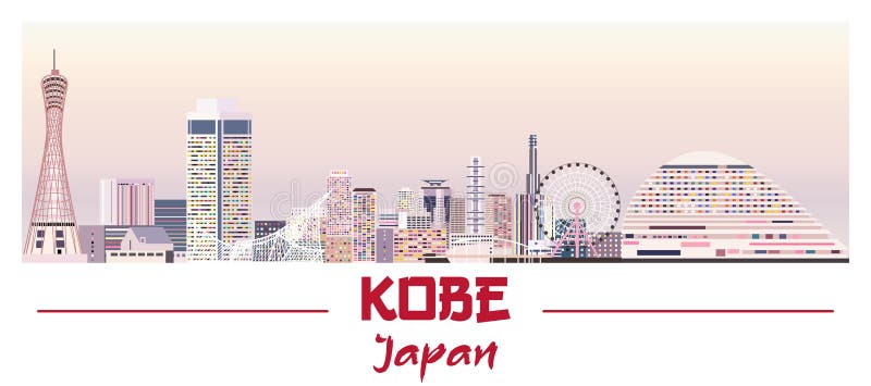 Kobe Skyline in Bright Color Palette Vector Illustration Stock Vector ...