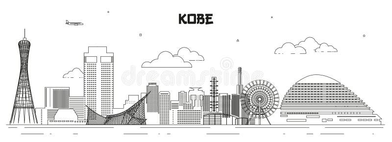 Kobe Cityscape Line Art Vector Illustration Stock Vector - Illustration ...