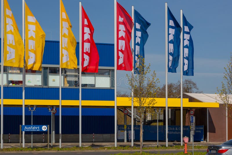 Koblenz, Germany - April 22, 2021: Flags in Blue, Red and Yellow with ...