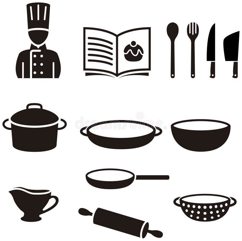 Kochen von Symbolen stock abbildung. Illustration von kasserolle - 45754029