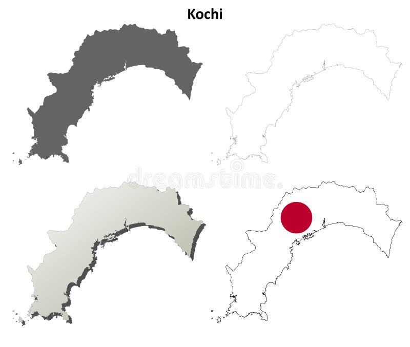Kochi Blank Outline Map Set Stock Vector - Illustration of coast, shore ...