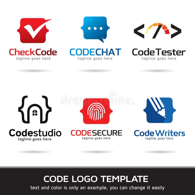 Kod Logo Template Design vektor illustrationer. Illustration av ordna ...