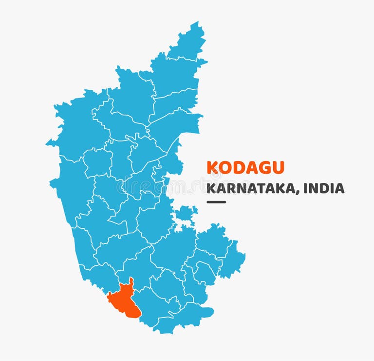Kodagu District Highlighted on Karnataka State Map Stock Vector ...