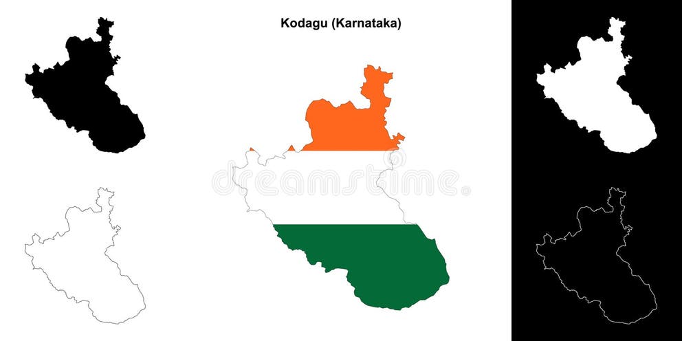 Kodagu outline map stock illustration. Illustration of design - 368830433
