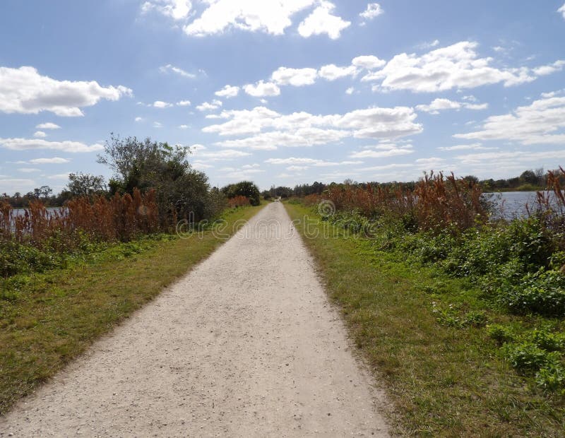 An Unpavead Straight Path Nature with Blue Skies and White Clouds Stock ...