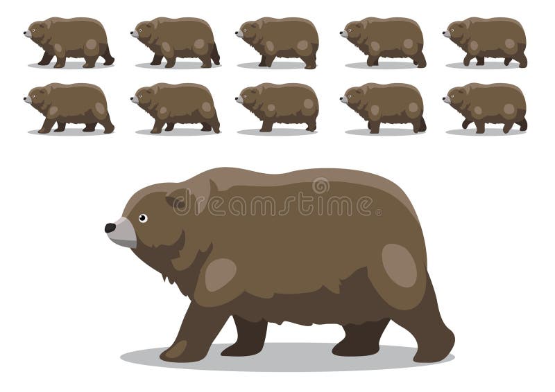 Kodiak Bear Animation Walking Cartoon Vector Illustration Stock Vector ...