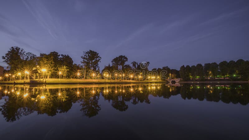 Koenigsberg Pond in the Evening Stock Photo - Image of bridge, europe ...