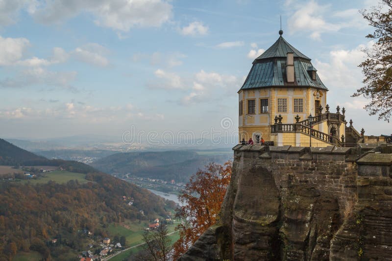 Koenigstein Konigstein Fortress, Saxony Stock Photo - Image of house ...