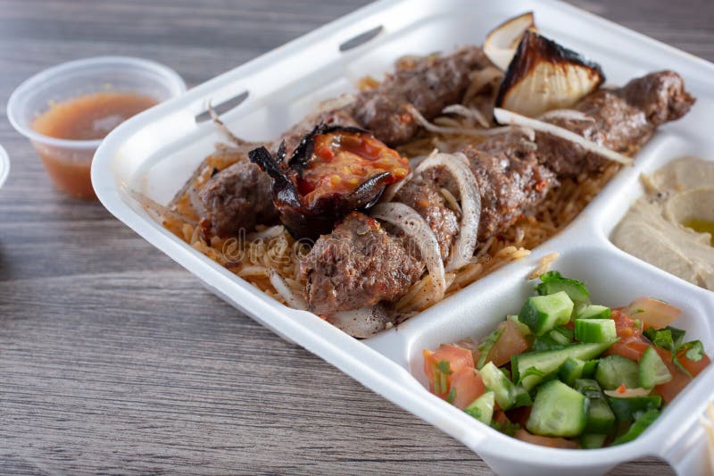 Kofta plate stock image. Image of ingredient, hummus - 281903771