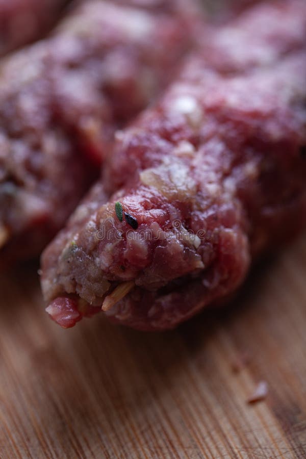 Kofta, Raw Minced Meat on Skewers. Stock Image - Image of nutrition ...