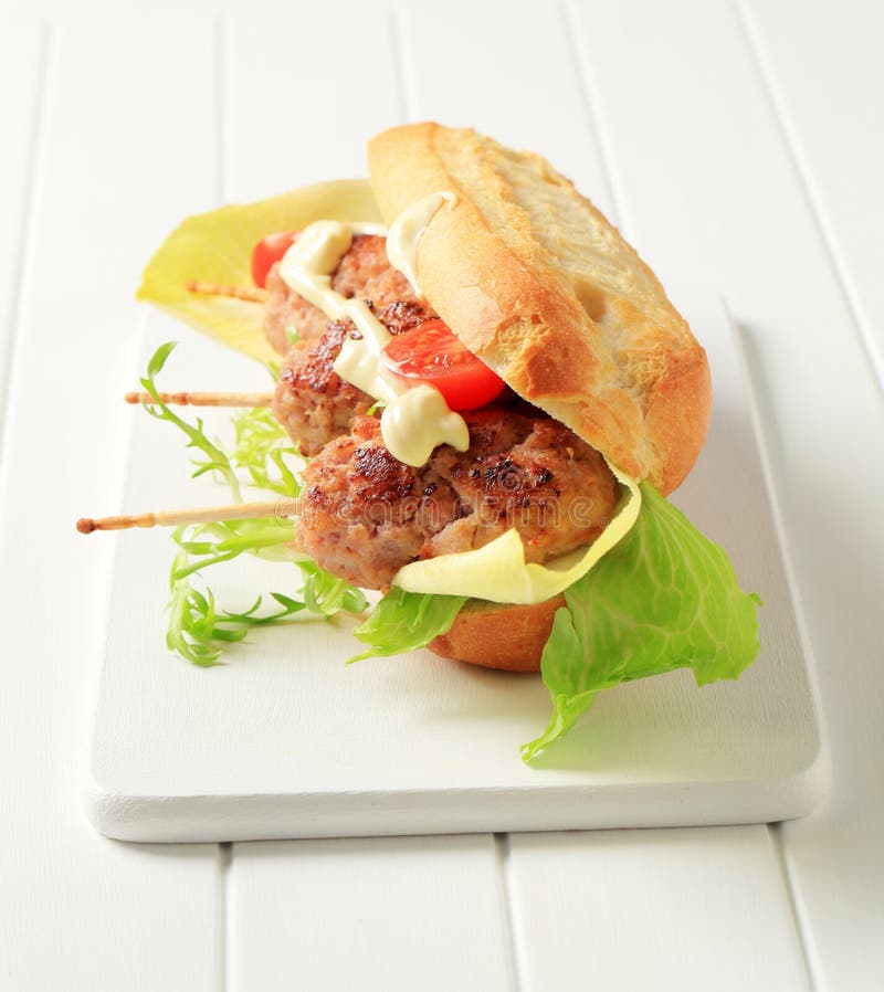 Kofta sandwich stock image. Image of minced, loaf, endive - 33162361