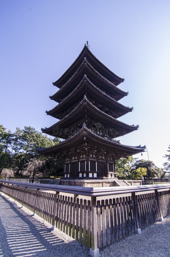Three-Storied Pagoda at Kofukuji Temple in Nara Stock Image - Image of ...