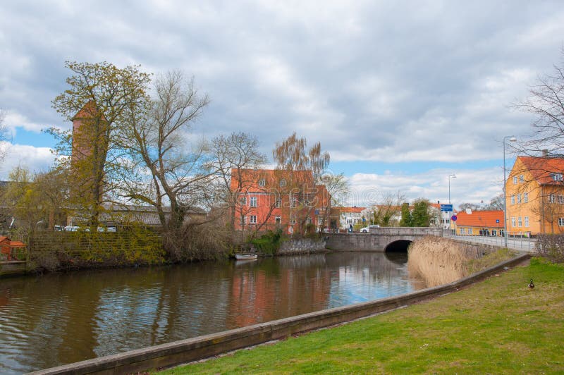 Koge river in Denmark stock image. Image of water, town - 100532621