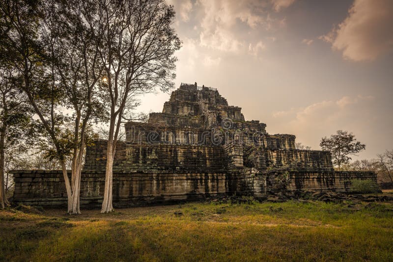 Ancient Khmer Pyramid, Koh Kher Temple Stock Image - Image of religion ...